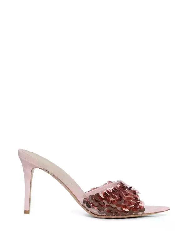 GIANVITO ROSSI Elle Sequin-embellished Suede Sandals - Pink
