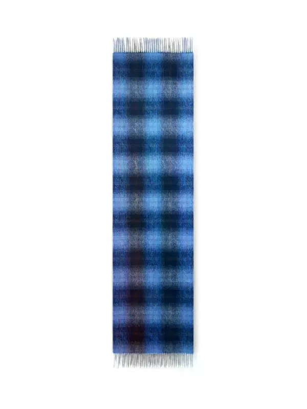 Etro Wool And Cashmere Jacquard Scarf With Arnica And Check Motifs - Blue