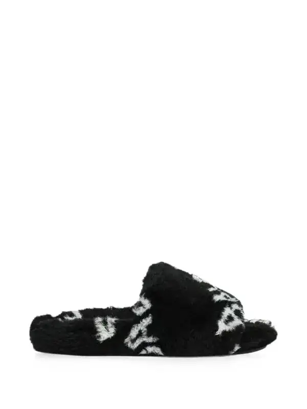 Balenciaga Logo-print Faux-fur Slides