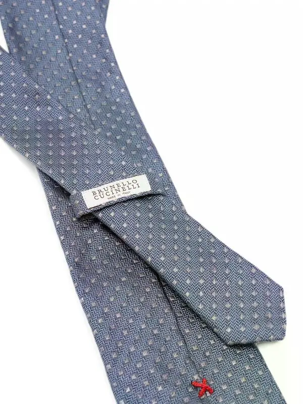 Brunello Cucinelli Silk Tie With Geometric Pattern