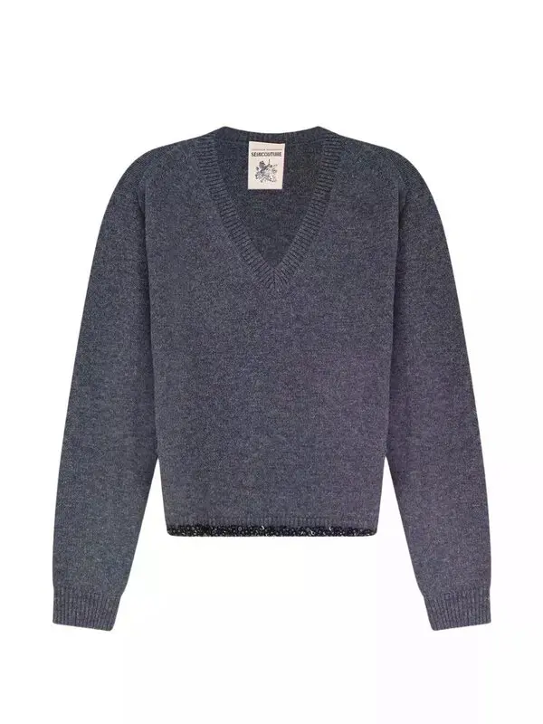 SEMICOUTURE Celia Sequin-embellished V-neck Sweater