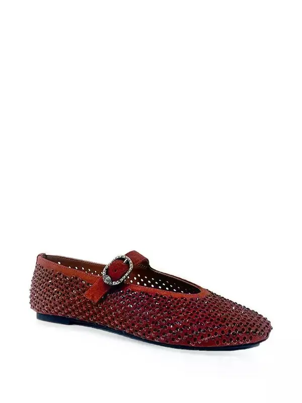Kurt Geiger Mayfair Crystal-embellished Buckle-fastening Ballet Flats - Red