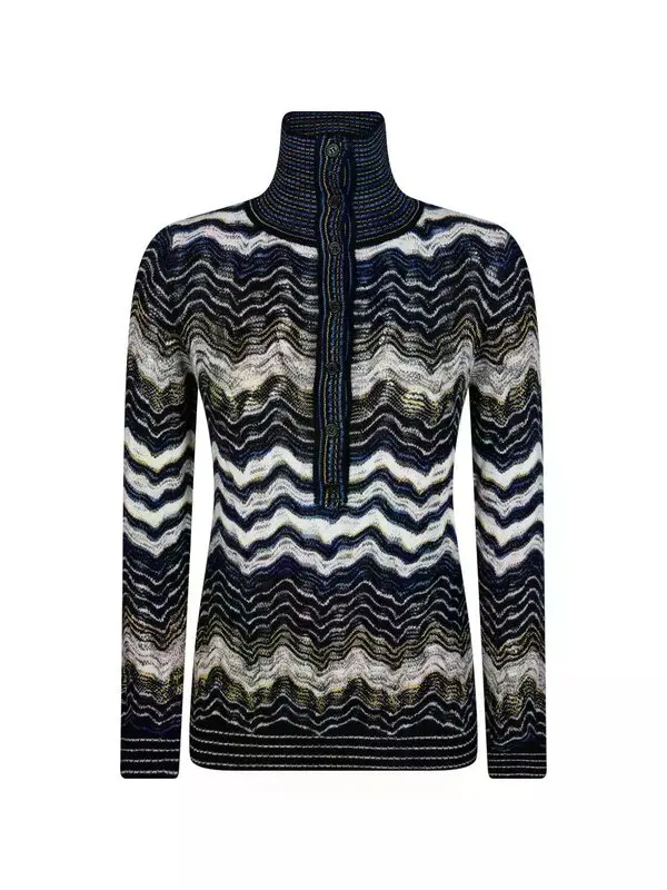 Missoni Zig Zag-pattern High-neck Jumper - Blue