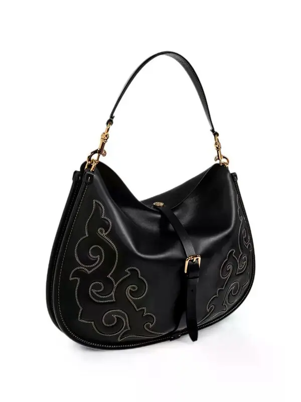 Etro Maxi Leather Pony Bag With Texan Embroidery