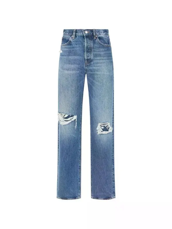 FRAME Distressed Straight-leg Jeans
