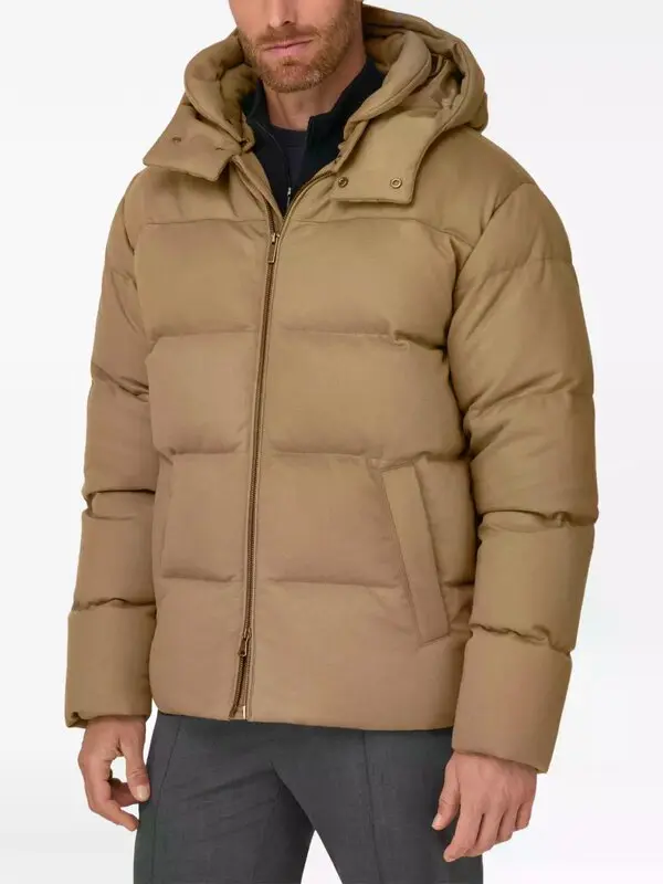 Boggi Milano Bomber In Wool-blend Padded With Goose Down