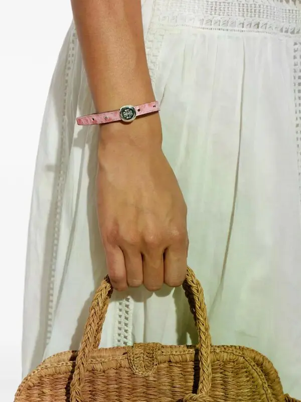 Tory Burch Icon Leather Bracelet - Silver