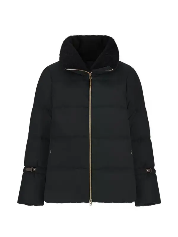 Herno Padded Coat With Faux Fur Collar - Black