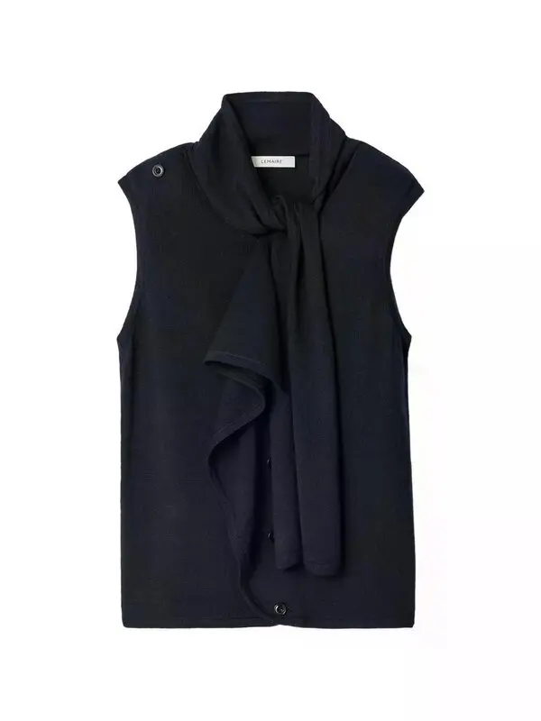 LEMAIRE Asymmetrical Cardigan In Merino Wool Blend - Black