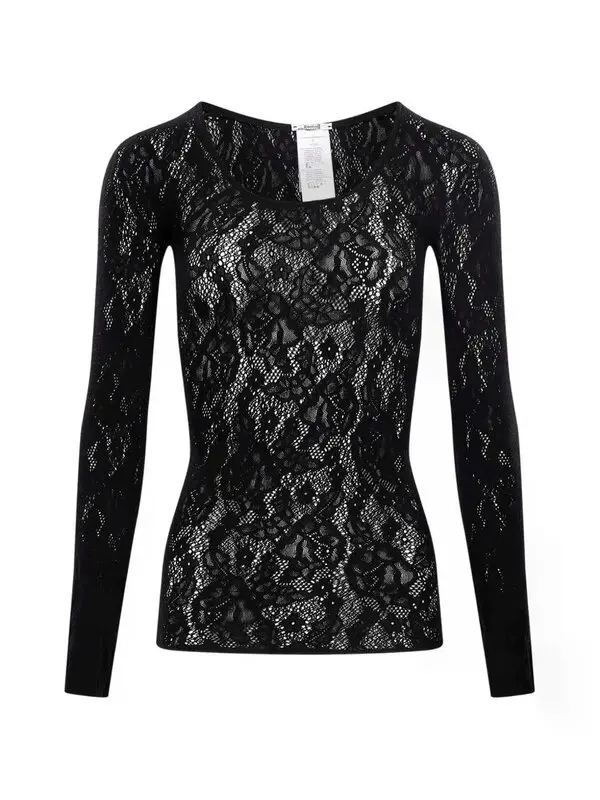 Wolford Lace Semi-sheer Long-sleeve Blouse - Black
