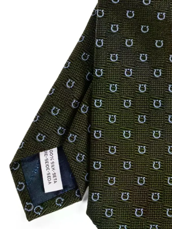 FERRAGAMO Gancini-pattern Silk Tie