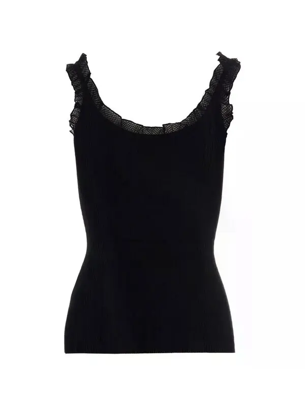 Elisabetta Franchi Lace-trim Ribbed Top - Black