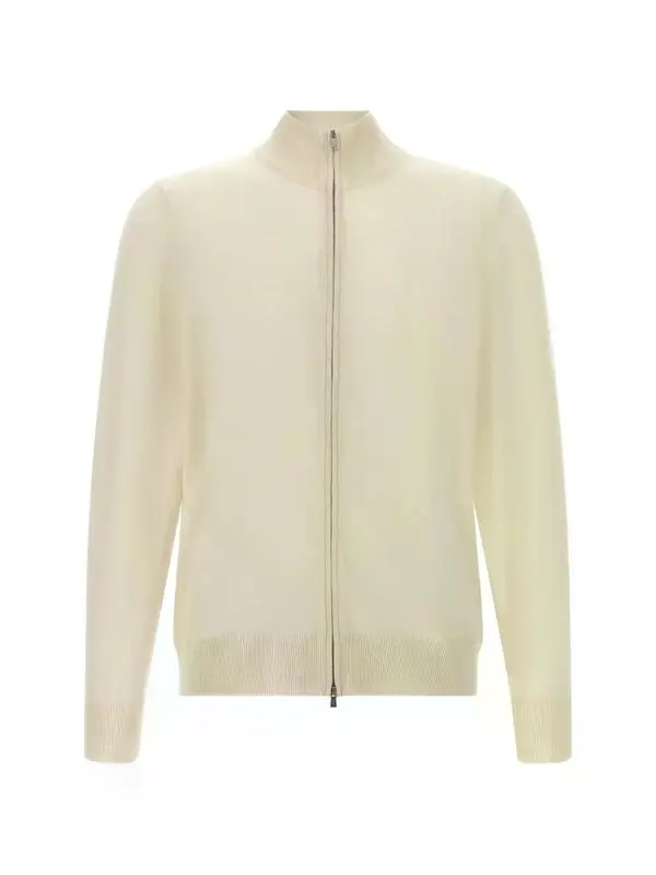 BOSS H-balonso Zip-up Virgin-wool Cardigan - Neutrals