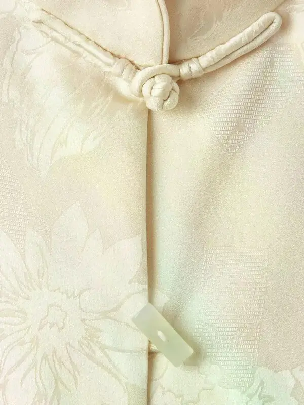 Shanghai Tang Floral Jacquard Sleeveless Mandarin Collar Top - Neutrals