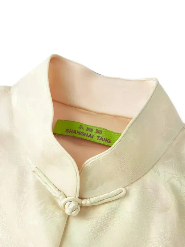 Shanghai Tang Floral Jacquard Sleeveless Mandarin Collar Top - Neutrals