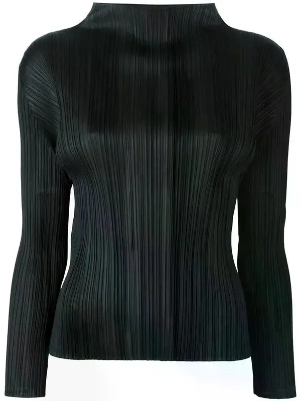 Issey Miyake Pleated Funnel Neck Top
