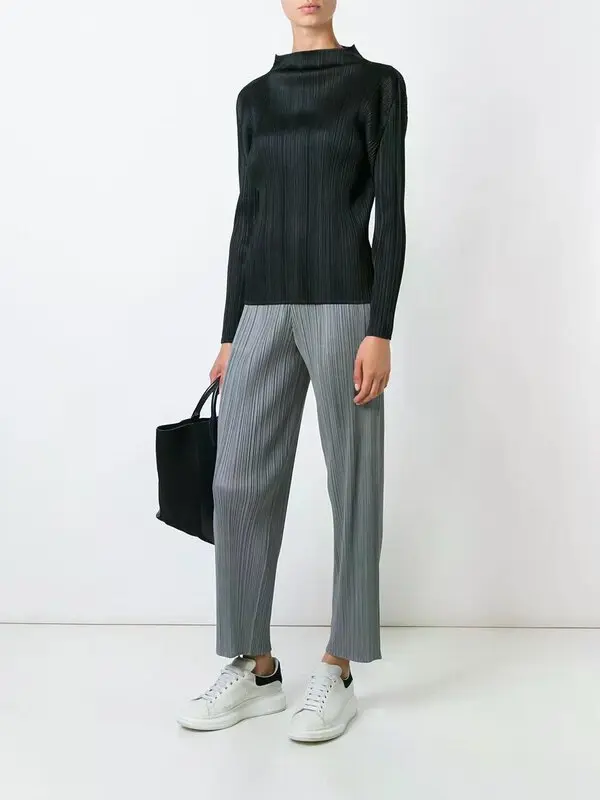Issey Miyake Pleated Funnel Neck Top