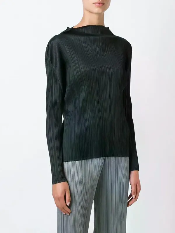 Issey Miyake Pleated Funnel Neck Top