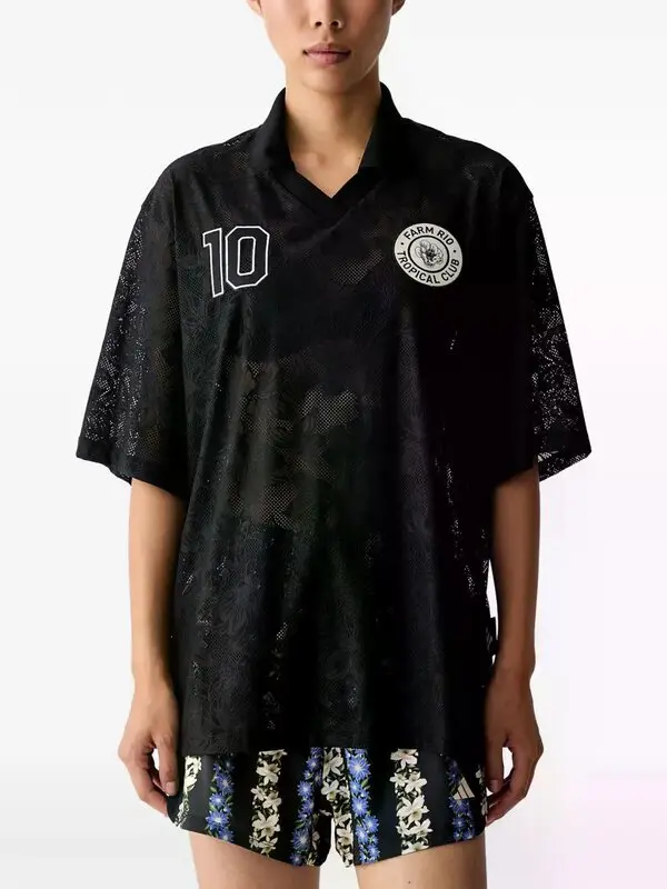 Adidas X Farm Rio Floral-lace T-shirt - Black