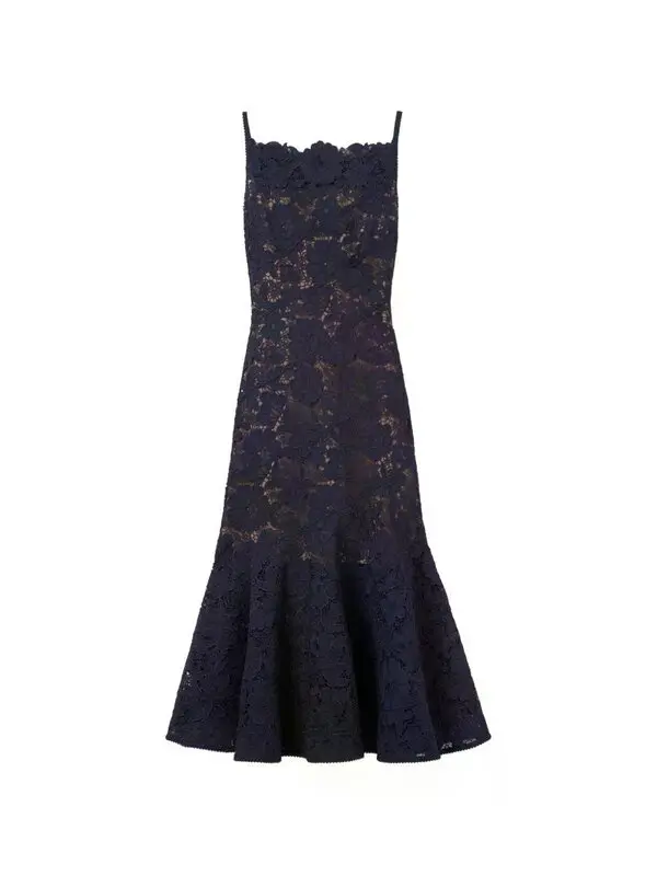 SELF-PORTRAIT Navy Spiral Lace Midi Dress