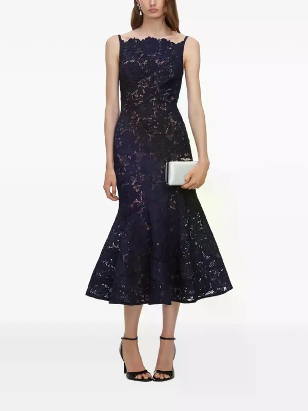 SELF-PORTRAIT Navy Spiral Lace Midi Dress