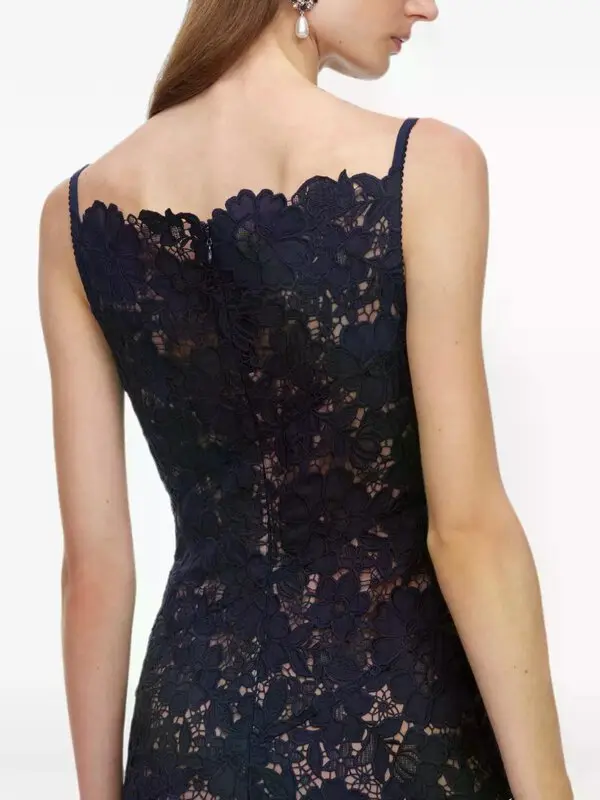 SELF-PORTRAIT Navy Spiral Lace Midi Dress