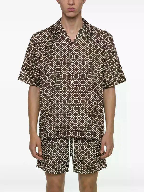 Simkhai Casper Geometric-print Short-sleeve Shirt