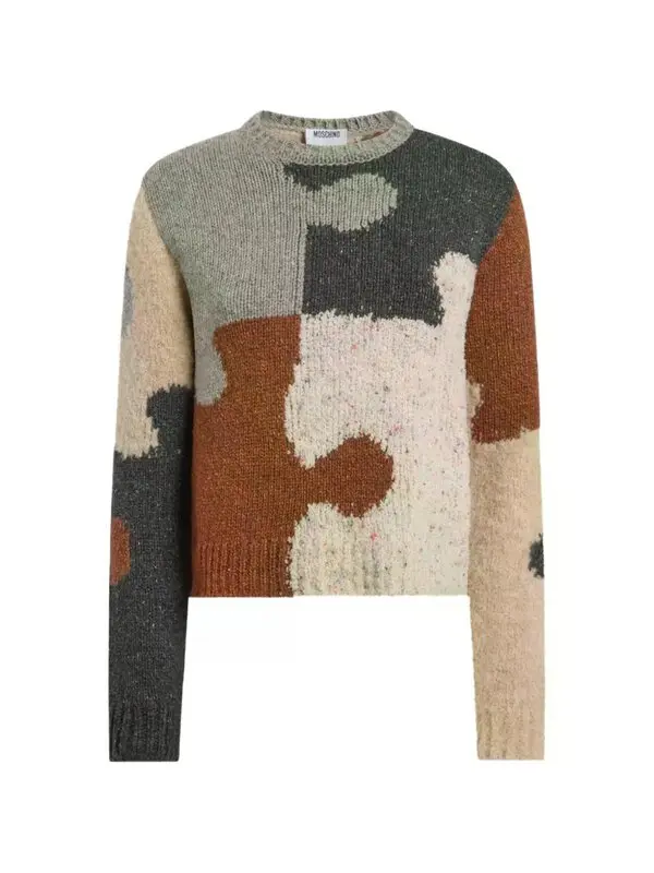 Moschino Inlaid Wool-and-silk Blend Pullover - Neutrals