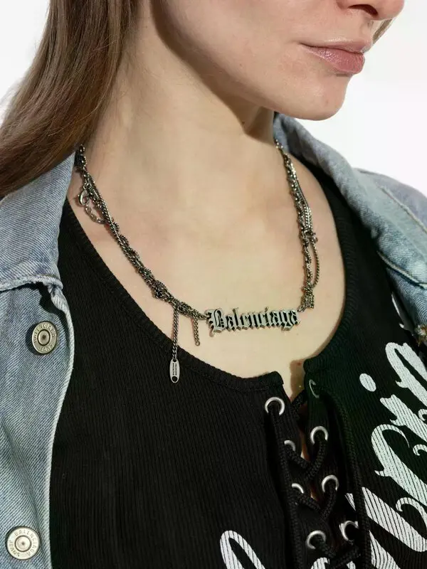 Balenciaga Tone Logo Pendant Necklace