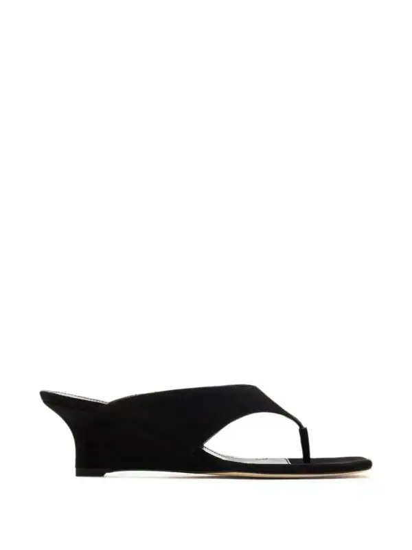 STUART WEITZMAN Suede Wedge Flip-flops - Black