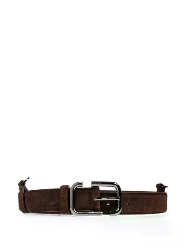 Attico Chain-detail Suede Belt - Brown