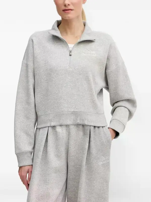 Under Armour Rival Script Quarter-zip Cropped Sweater - Grey