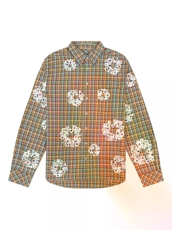DENIM TEARS Wreath-embellished Checked Shirt