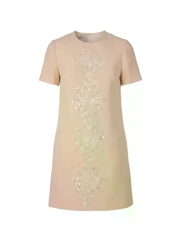 Valentino Garavani Sequin-embellished Floral-appliqué Dress - Neutrals