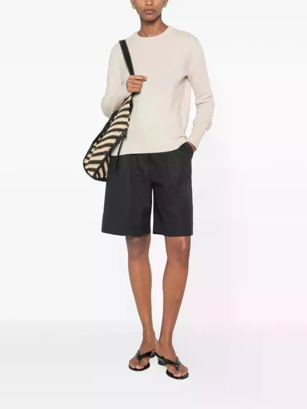 Soft Goat Ribbed-trim Crew-neck Sweater