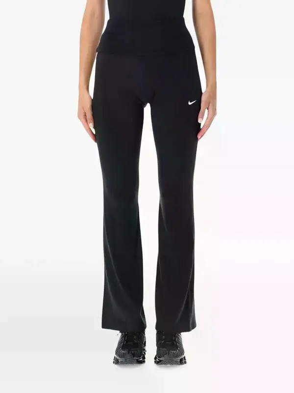 Nike Ribbed Logo-print Flared Trousers