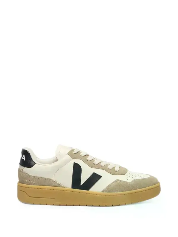 VEJA V-90 Leather Pure Black Natural Sneakers