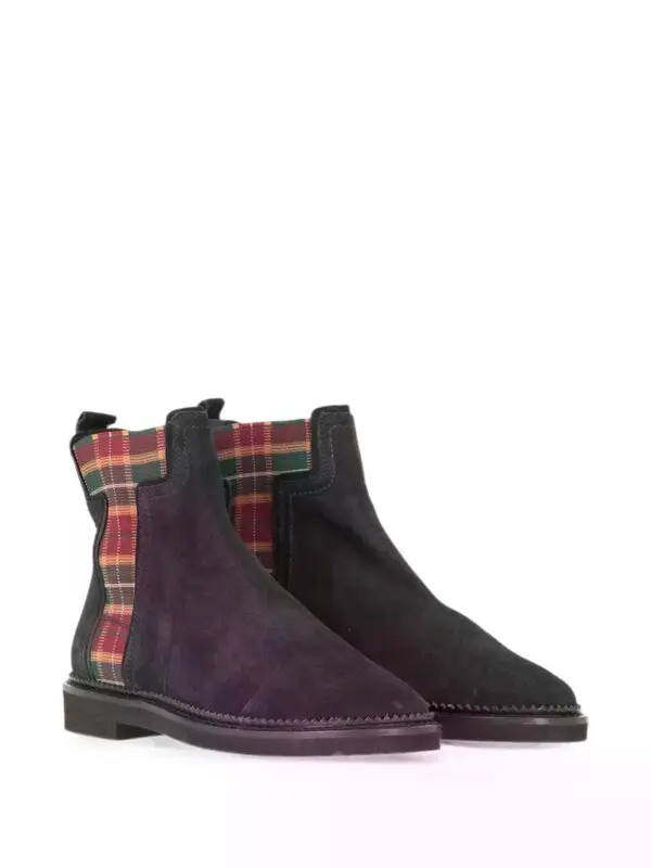 TOD'S Suede Ankle Boots With Tartan Paneling
