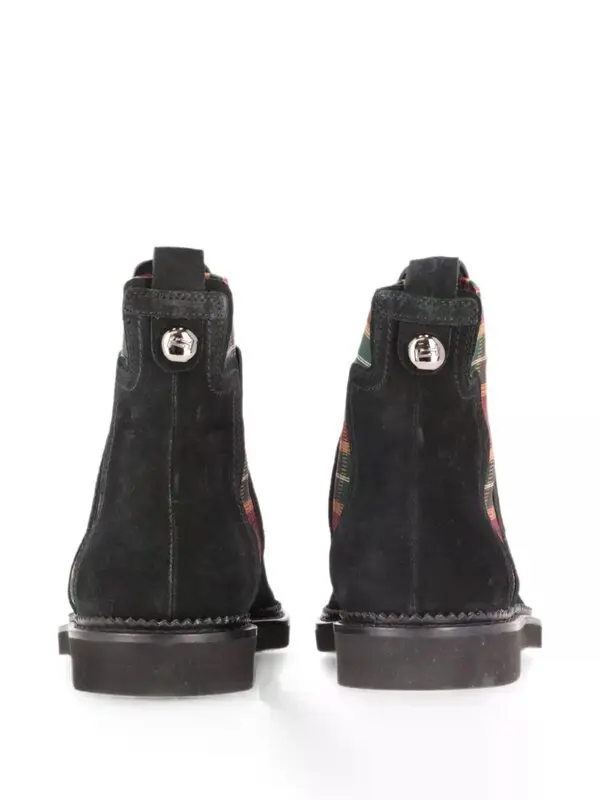 TOD'S Suede Ankle Boots With Tartan Paneling
