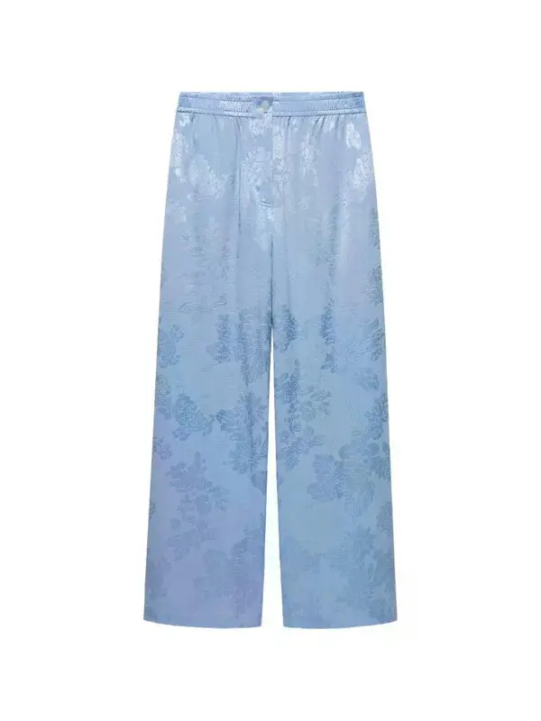 Shanghai Tang Floral Jacquard Flared Trousers - Blue