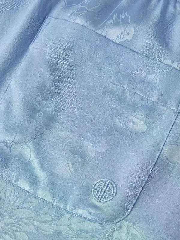 Shanghai Tang Floral Jacquard Flared Trousers