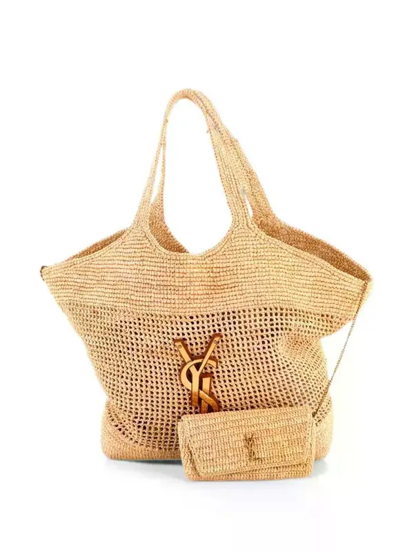 Saint Laurent Icare Shopping Raffia Maxi Tote Bag - Neutrals