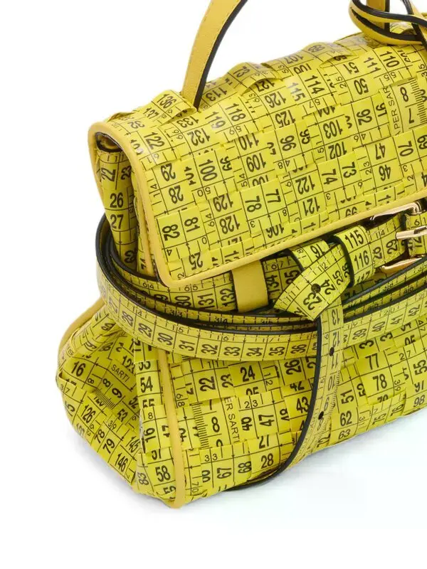 Moschino Tape Measure Print Buckled Tote Bag