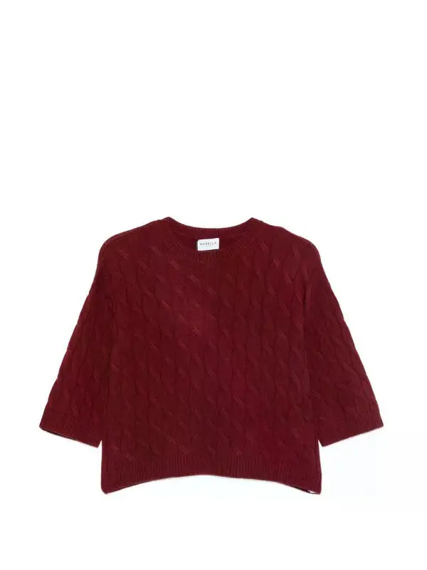Marella Crew Neck Cable-knit Sweater - Red