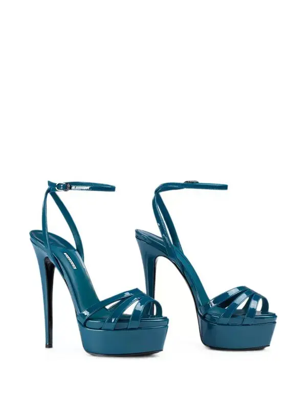 LE SILLA Lola Patent Leather Sandals - Blue