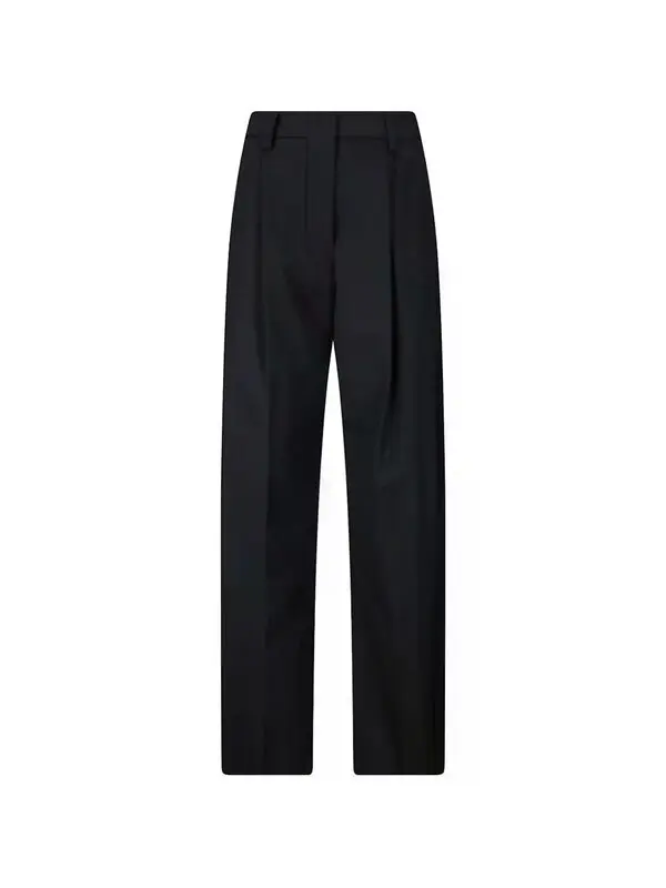 THELATEST Pleated Wide-leg Trousers - Black