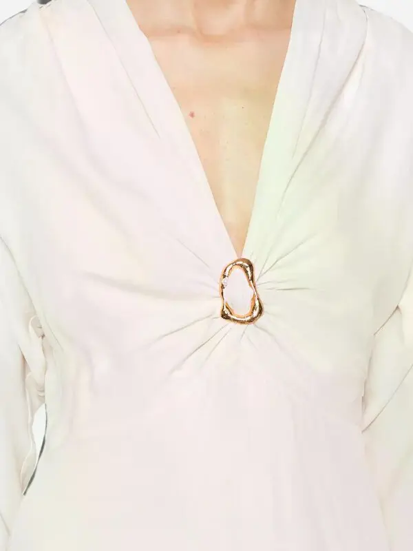 FORTE_FORTE Hammered-ring V-neck Maxi Dress