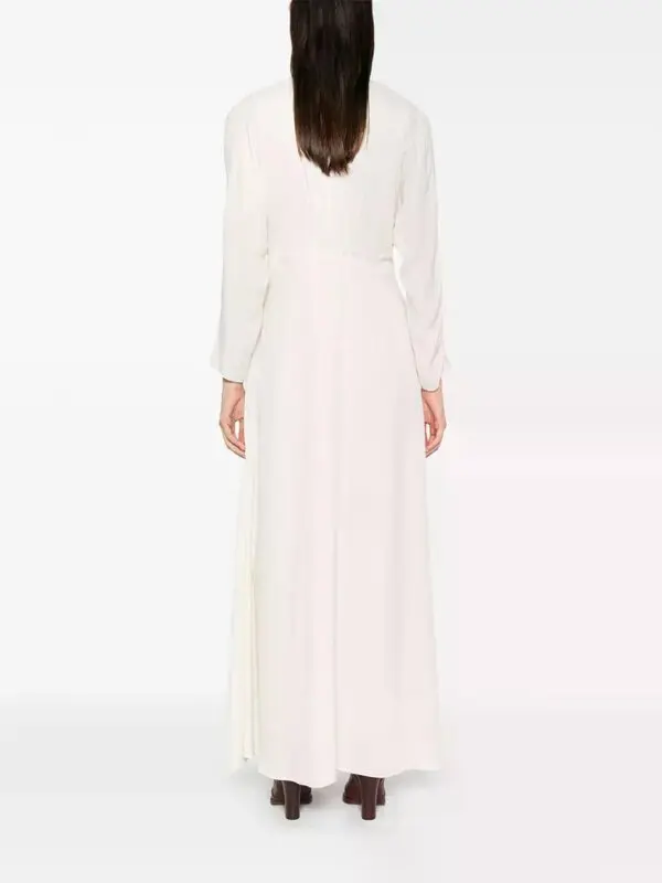 FORTE_FORTE Hammered-ring V-neck Maxi Dress - Neutrals