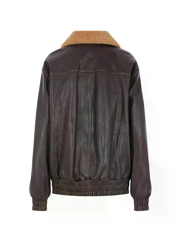 Valentino Garavani Shearling-collar Leather Bomber Jacket - Brown