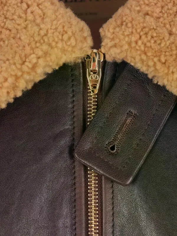 Valentino Garavani Shearling-collar Leather Bomber Jacket